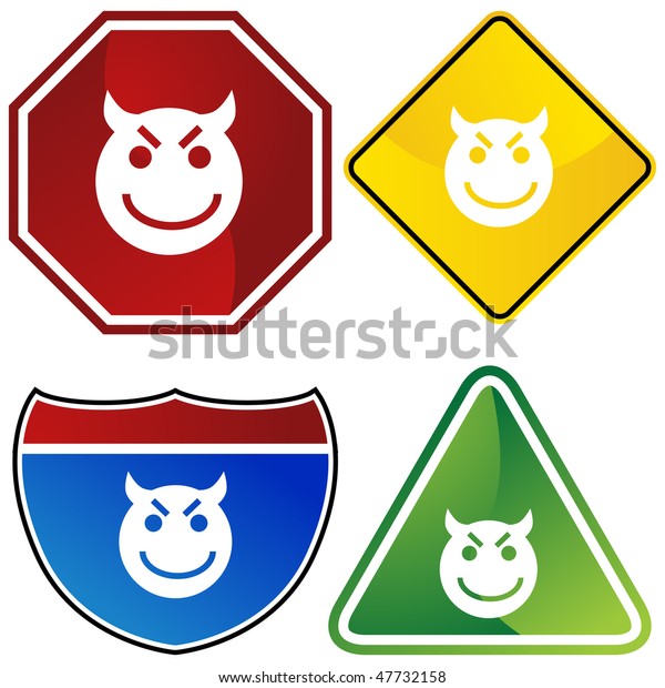 Evil Grin Emoticon Isolated On White Stock Vector (Royalty Free ...