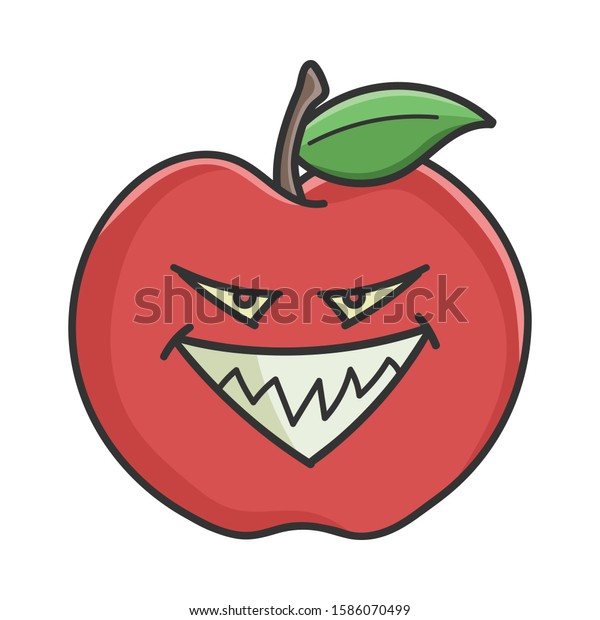 Evil Grin Red Apple Cartoon Apple Stock Vector (Royalty Free ...