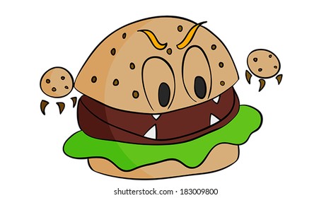 Evil Hamburger Stock Vector (Royalty Free) 183009800 | Shutterstock