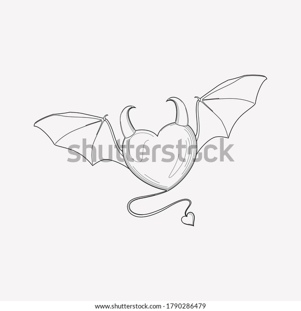 Evil Heart Icon Line Element Vector Stock Vector (Royalty Free ...