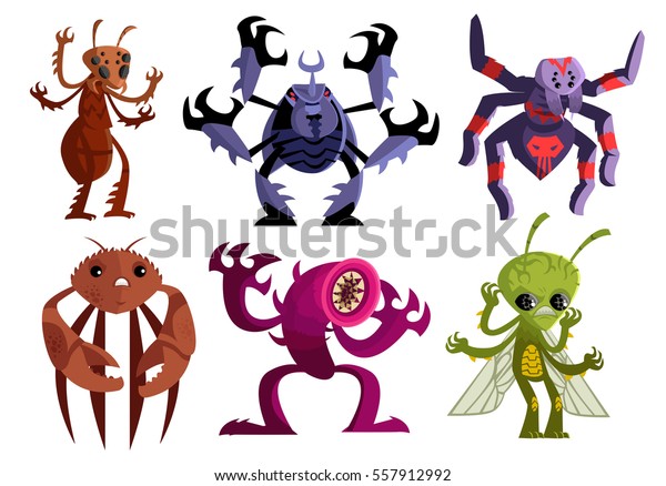 Evil Insects Spiders Crab Worms Bugs: stockvector (rechtenvrij ...