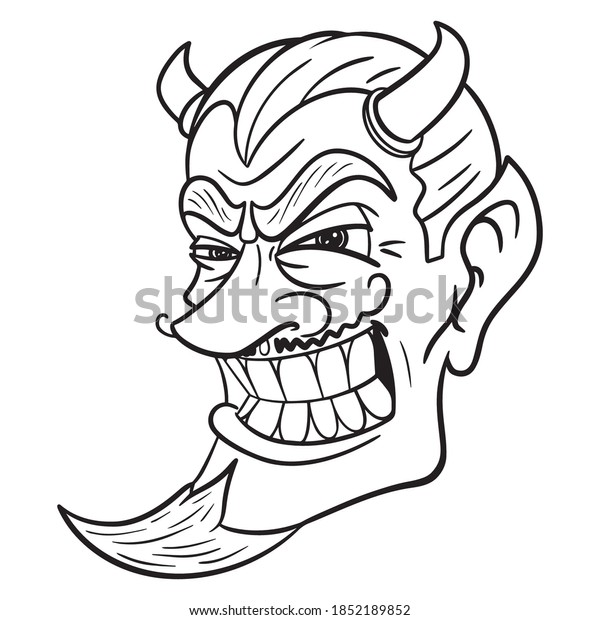 Evil Laughing Devil Head Monochrome Comic Stock Vector (Royalty Free ...