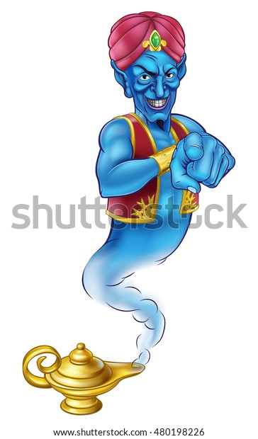 Evil Looking Genie Cartoon Character Like: vector de stock (libre de ...
