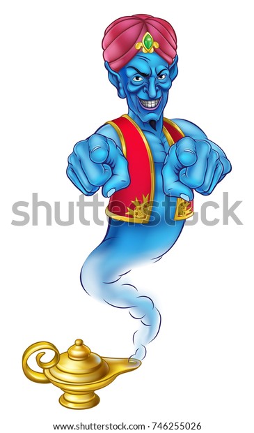 Evil Looking Genie Cartoon Like Story 스톡 벡터(로열티 프리) 746255026