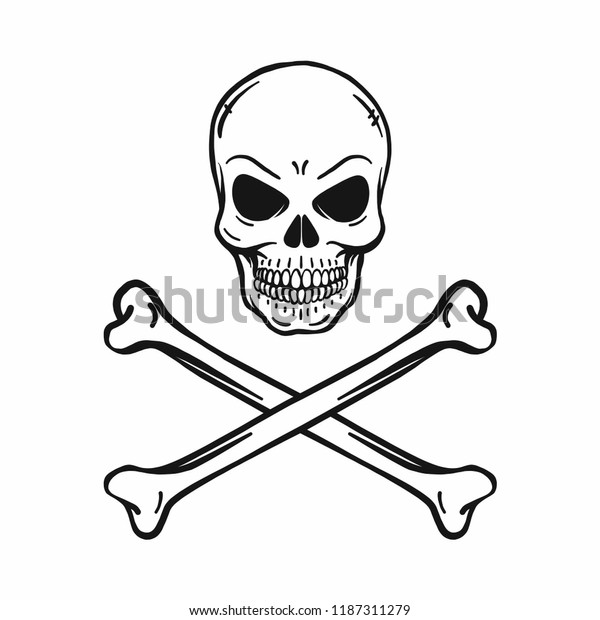 Evil Looking Horror Skull Black Background Stock Vector (Royalty Free ...