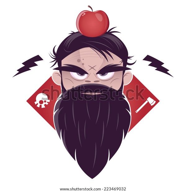 Evil Man Long Beard Apple On Stock Vector (Royalty Free) 223469032 ...