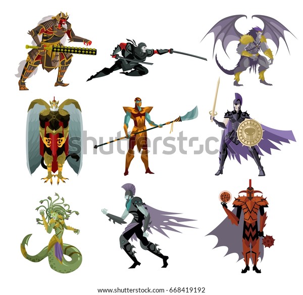 Evil Monsters Armored Creatures Weapons Beasts 스톡 벡터(로열티 프리) 668419192 ...
