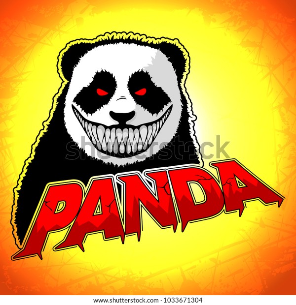 Evil Panda Logo On Yellow Background Stock Vector (Royalty Free ...