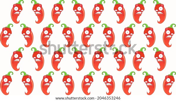 Evil Peppers Background Red Fiery Peppers Stock Vector (Royalty Free ...