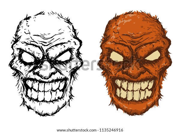 Evil Scary Demon Head Skeleton Ghoul 库存矢量图（免版税）1135246916