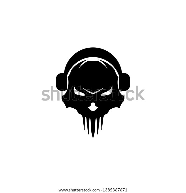 Evil Skull Icon Headphones Logo Emblem Stock Vector (Royalty Free ...
