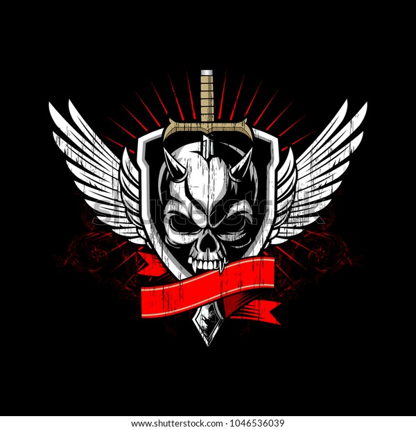 Evil Skull Sword Wings Shield Vector: เวกเตอร์สต็อก (ปลอดค่าลิขสิทธิ์ ...
