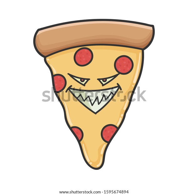 Evil Slice Pizza Cartoon Isolated On Stock Vector (Royalty Free ...