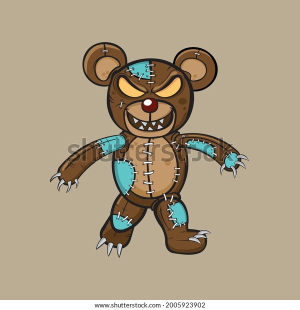 Evil Teddy Bear Mascot Logo Design Stock Vector (Royalty Free ...