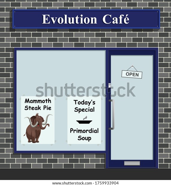 Evolution Cafe Advertising Todays Special Primordial Stock Vector ...