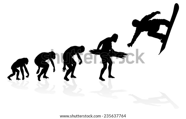 Evolution Snowboarder Great Illustration Depicting Evolution Stock ...