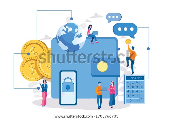 Ewallet Vector Illustration Web Banner Infographics Stock Vector ...