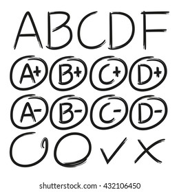 Exam Result Icons Grade Marks Tick Stock Vector (Royalty Free) 432130276