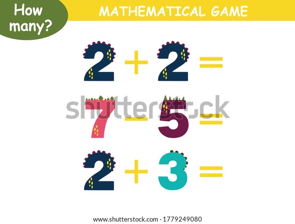 Examples Addition Subtraction Dinosaurs Educational Page: เวกเตอร์สต็อก ...