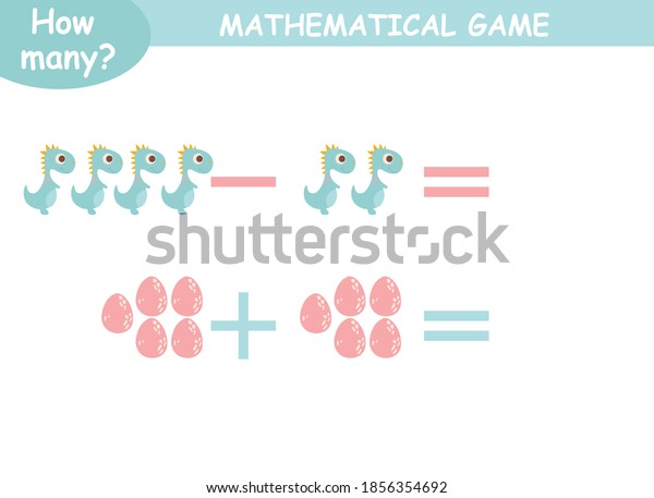 Examples Addition Subtraction Dinosaurs Educational Page Stock Vector ...