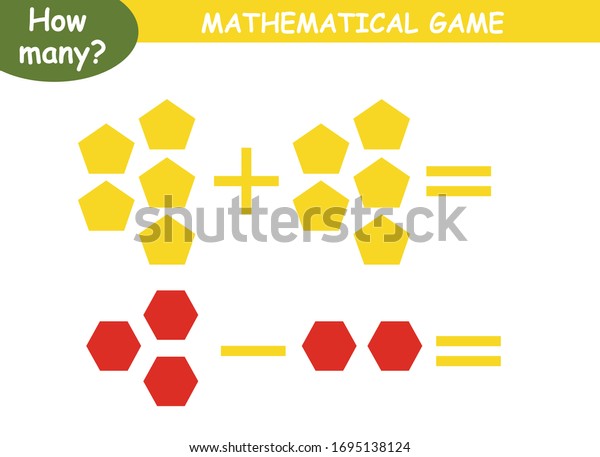 Examples Addition Subtraction Geometric Shapes Educational Stock Vector ...