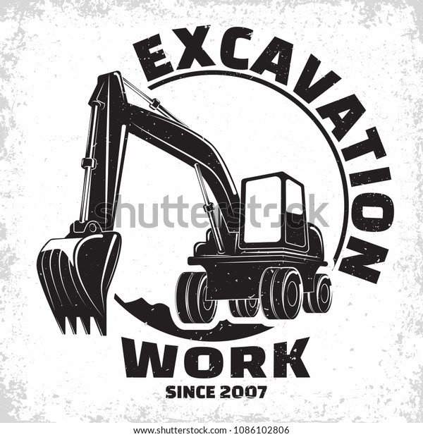 Excavation Work Logo Design Emblem Excavator Stock Vector (Royalty Free ...