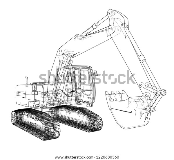 Excavator Concept Outline Vector Rendering 3d Stock Vector (Royalty ...