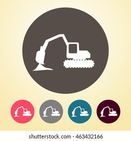 Excavator Icon Round Shape Stock Vector (Royalty Free) 463432166 ...