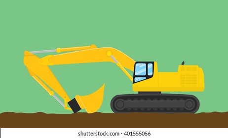 Excavator Illustration Green Background: เวกเตอร์สต็อก (ปลอดค่า ...