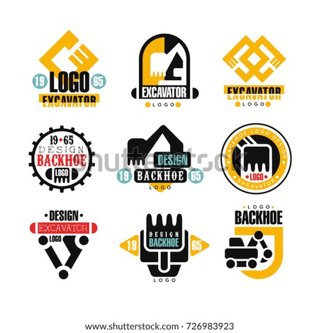 Excavator Logo Design Set Backhoe Service Stock Vector (Royalty Free ...