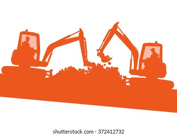 Excavator Machine Ground Work Vehicle Construction Stock Vector ...