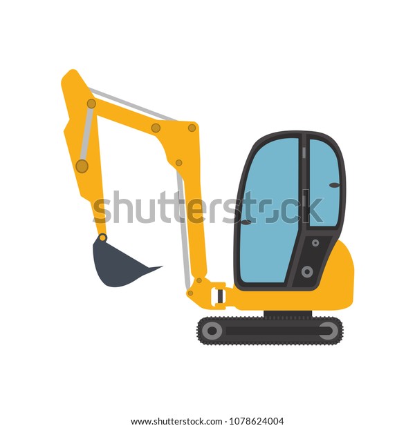 Excavator mini icon equipment machine. Isolated excavate shovel ...