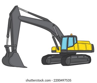 Excavator Raised Bucket Isolate On White Stock Vector (Royalty Free ...