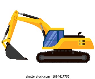 Excavator Side View Special Machinery Cartoon Stock Vector (Royalty ...