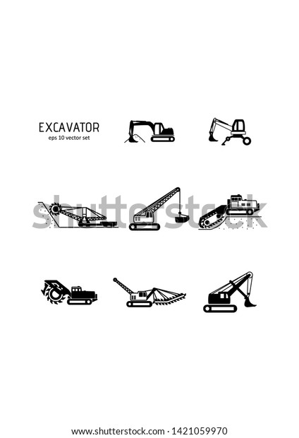 Excavator Vector Icons Set Symbol Web Stock Vector (Royalty Free ...