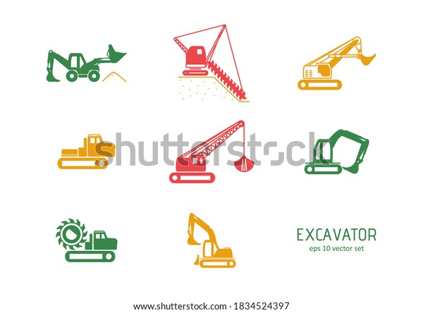 Excavator Vector Icons Set Symbol Web Stock Vector (Royalty Free ...
