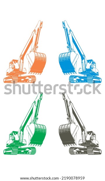 Excavator Vector Illustration Heavy Construction Dig 库存矢量图（免版税 ...