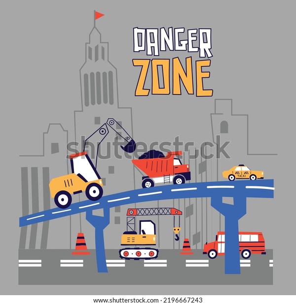 Excavator Work Zone Ilutration Vector Fun Stock Vector (Royalty Free ...