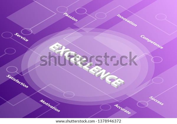 Excellence Words Isometric 3d Word Text Stock Vector (Royalty Free ...