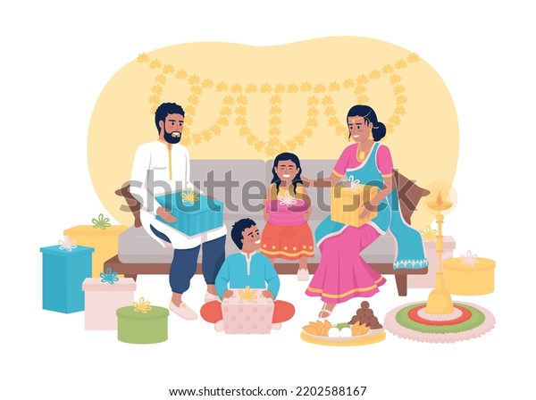 Exchange Gifts Tradition On Diwali 2d Stock Vector (Royalty Free ... Exchange Gifts Tradition On Diwali 2d Stock Vector (Royalty Free ...