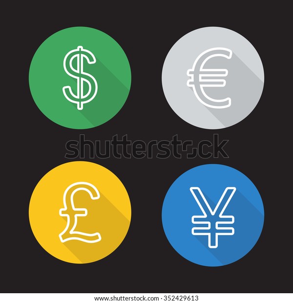 Exchange Rates Flat Linear Icons Set Stock Vector (Royalty Free ...