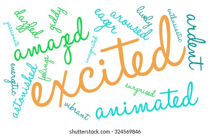 Excited Word Cloud On White Background Stock Vector (Royalty Free ...