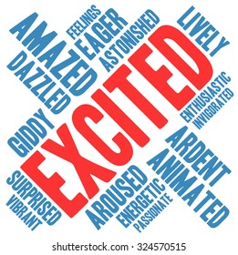 Excited Word Cloud On White Background Stock Vector (Royalty Free ...