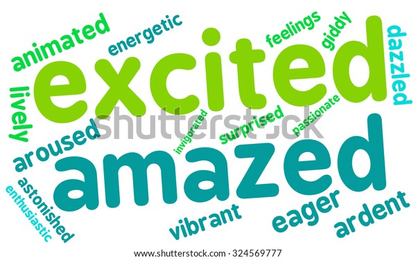 Excited Word Cloud On White Background Stock Vector (Royalty Free ...