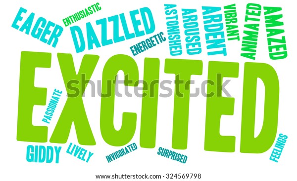 Excited Word Cloud On White Background Stock Vector (Royalty Free ...