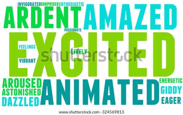 Excited Word Cloud On White Background Stock Vector (Royalty Free ...