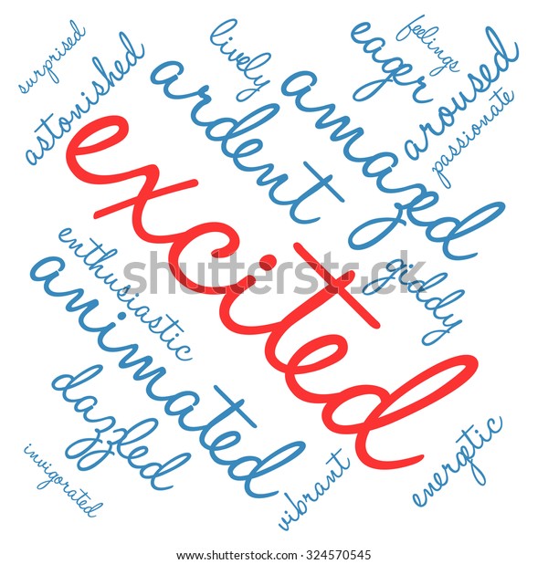 Excited Word Cloud On White Background Stock Vector (Royalty Free ...