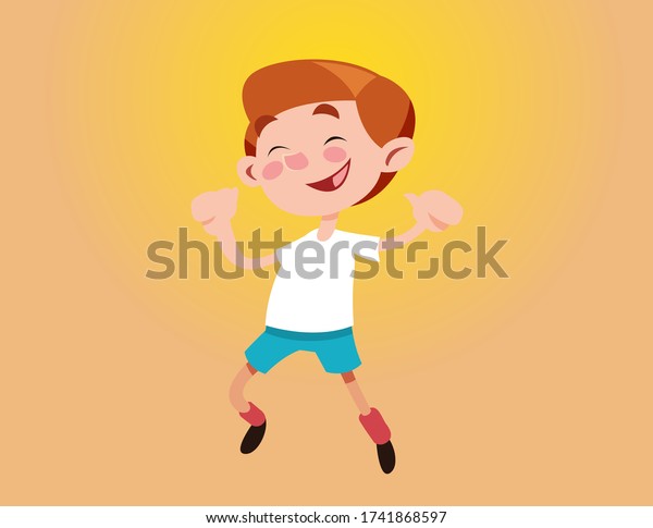 Exciting Boy Vector People Happy Smile Stock Vector (Royalty Free ...