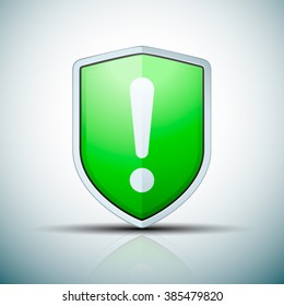 Exclamation Shield Sign Stock Vector (Royalty Free) 385479820 ...