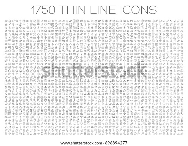 Exclusive Icon Set 1750 Thin Line Stock Vector (Royalty Free) 696894277